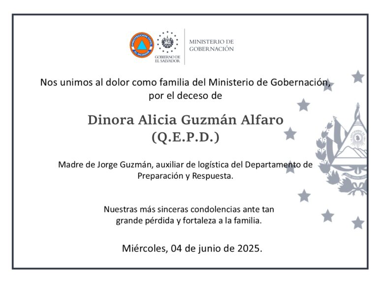 NUESTRO MÁS SINCERO PÉSAME, 04 DE JUNIO 2025 - Dirección General de ...