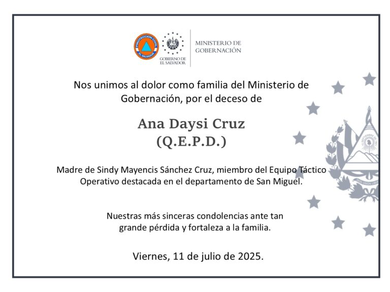 NUESTRO MÁS SINCERO PÉSAME, 11 DE JULIO 2025 - Dirección General de ...